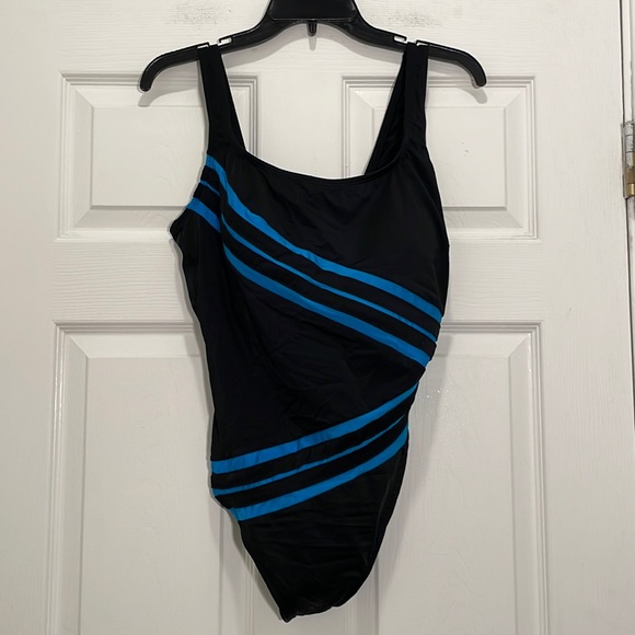 Longitude | Swim | Longitude Black Bathing Suit W Blue Stripes | Poshmark